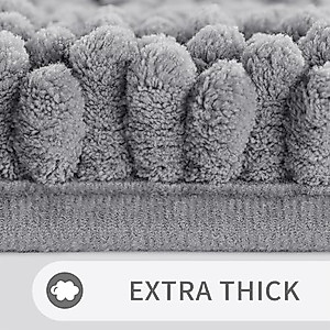 Yimobra Bathroom Rug Mat, Extra Thick and Super Absorbent Bath Rugs, Non Slip Quick Dry Bath Mats, Luxury Microfiber Chenille Plush Fluffy Washable Soft Shower Carpet for Floor, 24" x 17", Light Grey