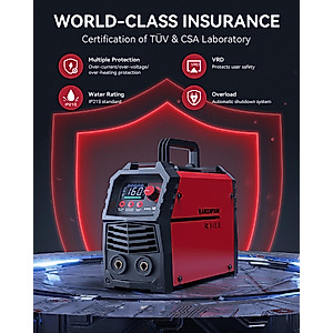 ARCCAPTAIN 110V/220V Stick Welder, [Large LED Display] 160Amp ARC Welding Machine with Synergic Control, IGBT Inverter Portable MMA Welder Machine with Lift Tig Hot Start, Arc force and Anti-Stick