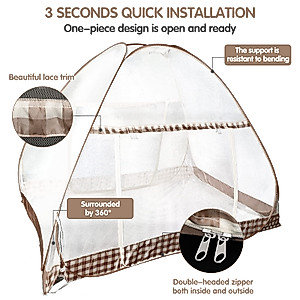 Portable Travel Folding Net with Bottom, Bed Canopy, Breathable Crib for Children Baby Toddlers Kids Reading Playing (Light Brown,200 x 180 x 150 cm)