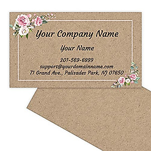 Custom Premium Business Cards 100 pcs Full color - Printed on Classic matte paper 14pt (114 lbs. 308gsm-) (Kraft-Floral)