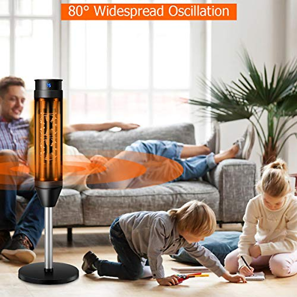 COSTWAY Ceramic Heater with Remote Control, 1000W/1500W Portable Heater with 8H Timer, Adjustable Thermostat, Overheat and Tip-Over Protection, Electric Space Heater for Indoor Use, Bedroom, Black
