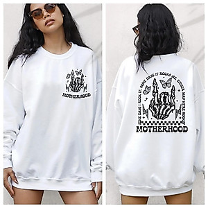 Motherhood Some Days I Rock It Some Days It Rocks Me Sweatshirt 2 Side, Retro Rock Funny Mom Sweater M Sand