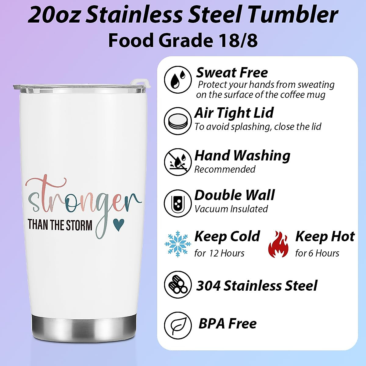 Inspirational Quotes Tumbler, Positive Gifts for Women Friends Bestie Christmas Birthday Boss Day, Motivational Gifts Coffee Mug Stainless Steel Vacuum Insulated Double Wall Travel Cup with Lid，20oz
