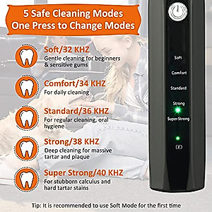 Ultrasonic Dog Teeth Cleaning Kit with LED Lamp for Pet, 5 Modes for Teeth Care to Remove Stains Calculus, Dog Toothbrush Plaque and Tartar Remover with 3 Heads