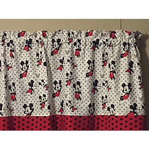 Mickey Mouse Red Black White Polka Dot Bedroom Window Treatment Topper Valance Decor