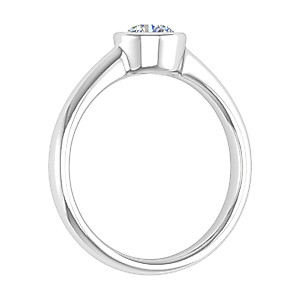 FINEROCK 1/2 Carat Bezel Set Diamond Solitaire Engagement Ring in 14K White Gold (Ring Size 7.5) - IGI Certified