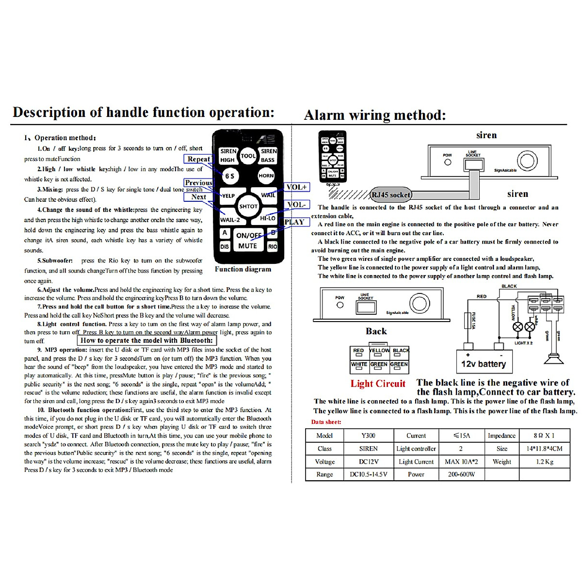 Rockmoon 9200E Amplifier Police Siren & Metal Ultra Slime Octagon Compact Flat Speaker,DC12V 100W Multi-Tones Wired Control with Mic Loudspeaker Emergency Electronic PA System for Police Cars, Black