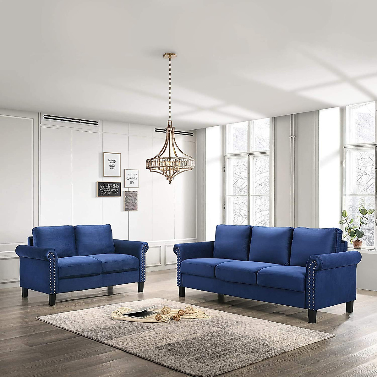 New Classic Furniture Alani Sofas and Couches, Loveseat, Blue