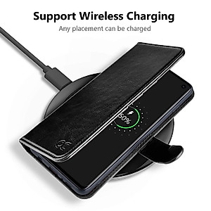 OCASE Samsung Galaxy S10 Case [ Card Slot ] [ Kickstand ] [TPU Shockproof Interior ] Leather Flip Wallet Case for Samsung Galaxy S10 Devices (Black)