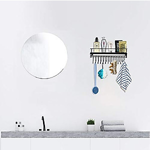 Urban Deco Wall Mounted Jewelry Organizer - Rectangular Hanging Jewelry Holder Stand with Shelf Wall Necklace Holder Organizer - Black Jewelry Rack