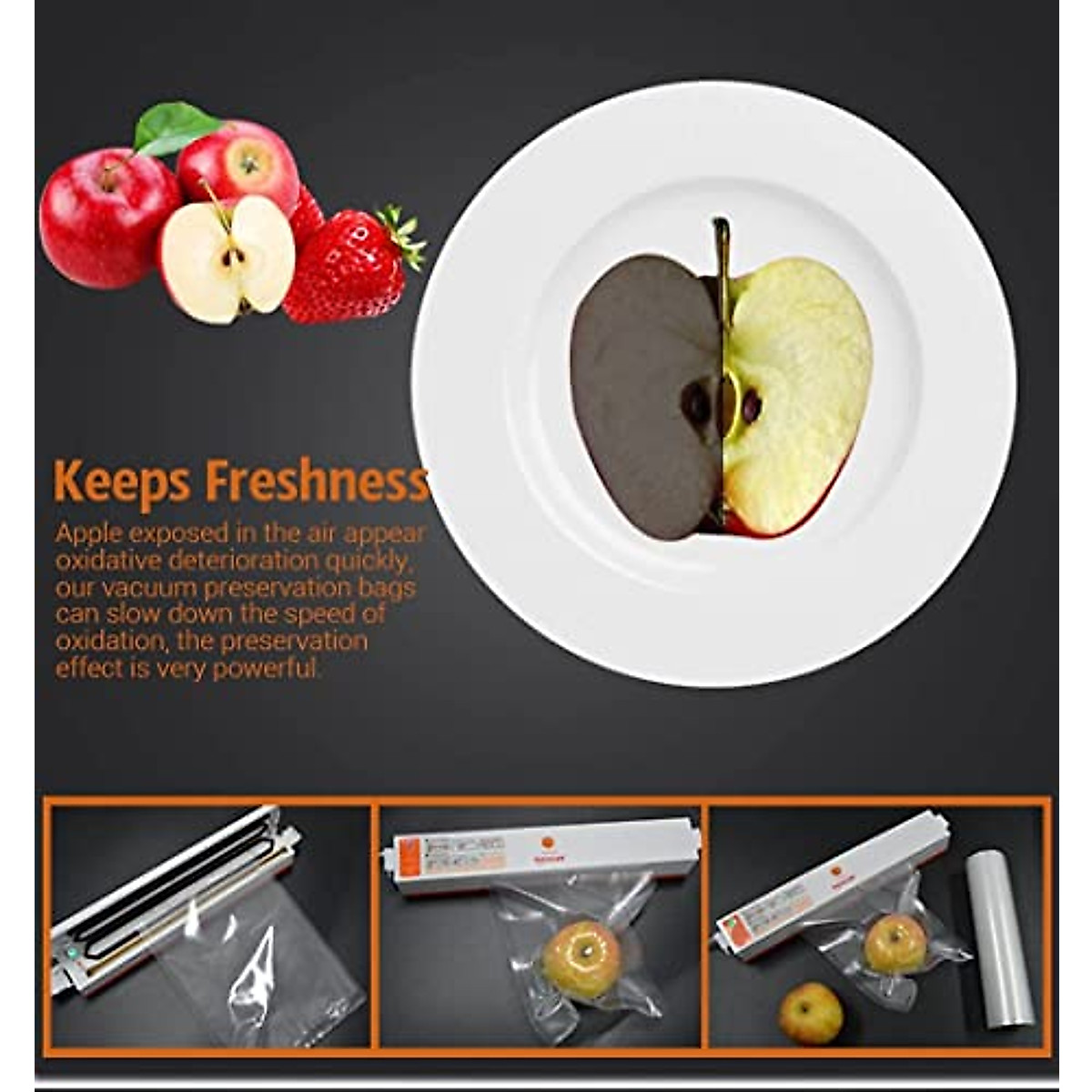 KUHINJA Vacuum Sealer Rolls, 4 Rolls (6"+8"+10"+11")*16.5' Commercial Grade Bag Rolls, Food Vac Bags for Storage, Meal Prep or Sous Vide, BPA Free