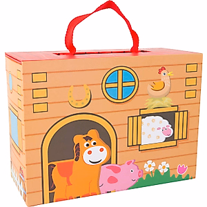 Small Foot Wooden Toys Farm Themed playworld in a Carrying case Designed for Children 3+, Multi (11111)