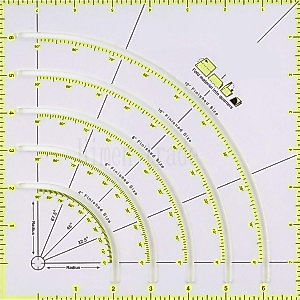 HONEYSEW Arcs & Fans Quilt Circle Cutter Ruler Multifunctional Arc Cutting Patchwork Ruler,Acrylic Quilters Ruler with Double Colored Lines for Cutting Cloth Ruler Template Sewing Crafts
