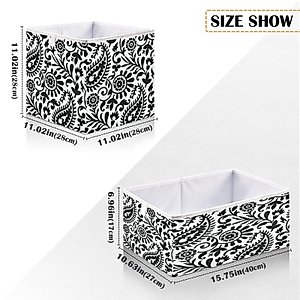 Blueangle Black and White Pattern Rectangle Storage Bin, 15.8 x 10.6 x 7 in, Large Collapsible Organizer Storage Basket for Home Décor（42）
