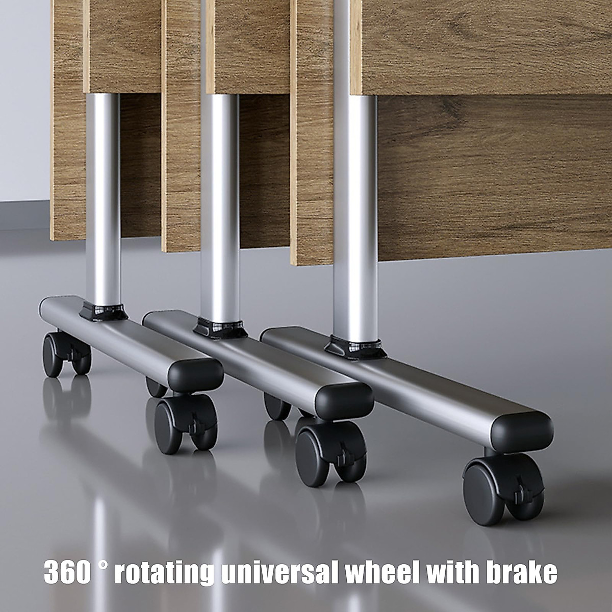 Foldable Meeting Table Set of 2, Conference Rooms Training Rooms Flip Top Mobile Training Table, Rectangular Rolling Splicing Multifunctional Computer Desk(2pcs 47.2inx19.7inx29.5in, White)