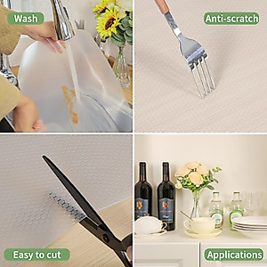 Shelf Liner, wohomuke 24 inch x 20 ft Kitchen Cabinets Liner Non-Stick Drawer Mats EVA Protector Shelving Cupboard Lining (Clear, 24 inch x 20 ft)