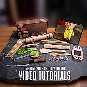 Sushi Making Kit- Complete Sushi Making Kit for Beginners & Pros Sushi Makers, Perfect Sushi Making Kitchen Accessories Like Sushi Knife, 2 Sushi Mats, Rice Bazooka, Dipping Plate, & More (Bamboo)