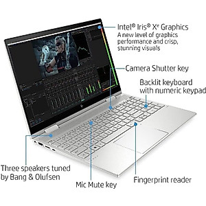 HP Envy x360 2-in-1 15.6" Touchscreen Laptop, Intel Core i5-1135G7, Intel Iris Xe Graphics, 16GB DDR4 RAM, 512GB PCIE SSD, Backlit Keyboard, Fingerprint, Stylus Pen, Win 11 Home, Silver