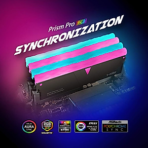 V-Color Prism Pro DDR4 16GB(8GBx2)-3200MHz (PC4-25600) CL16 RGB Gaming Desktop Ram Memory UDIMM Hynix IC - Jet Black (TL8G32816C-E6PRKWK)