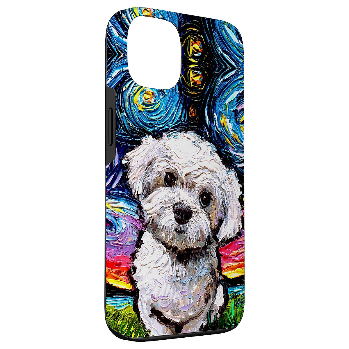 iPhone 13 Maltipoo Starry Night White Maltese Poodle Dog Art by Aja Case