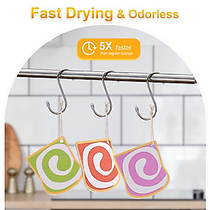 6-Count Toast Shaped Kitchen Sponges for Scratch-Free Dishwashing and Cleaning, Cute and Biodegradable, 40% Larger Compressed Cellulose Sponges, Eco Pop Up Natural Dish Sponges by NECAMOCU