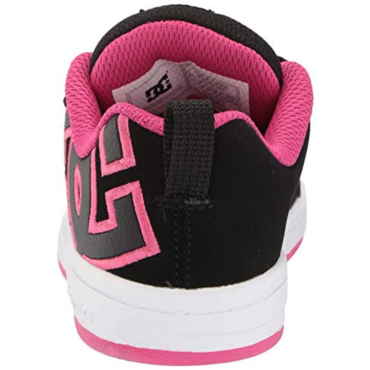 DC girls Court Graffik Skate Shoe, Black/Pink Stencil, 2 Little Kid US