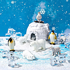 Harrycle 12 Pcs Polar Animals Figurines with Igloo - Realistic Arctic Miniature Figures Playset for Birthday, Baby Shower & Christmas Decorations