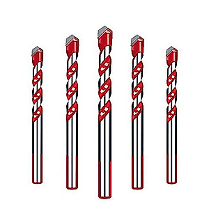 5Pcs Drill Bit Set (6/6/8/10/12mm) Carbide Alloy Multifunctional Drill Bit Set for Tile,Concrete, Brick, Glass, Plastic and Wood