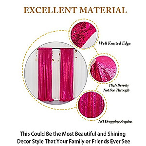 Sequin Curtains 2 Panels Fuchsia 2FTx8FT Sequin Photo Backdrop Hot Pink Sequin Backdrop Curtain Pack of 2-1011E
