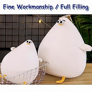KooTeedd Cute Seagull Plush Pillow Fat Chicken Plush Toy Stuffed Animal Funny Mother Hen Doll Cartoon Plushie Gift for Girlfriends 15 Inch