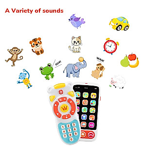 BABBYO Baby Toy Phone with Big Touch Screen & Toy Remote Control for Baby,Play Phones for Kids & Toy Remote for Baby