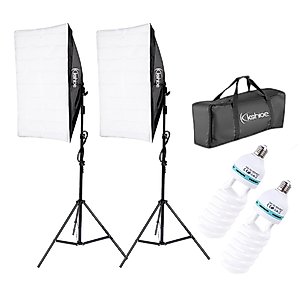 Kshioe Photography Softbox Lighting Kit, YouTube Starter Kit, Photo Equipment Soft Studio Light with Light Stands and Convenient Carry Bag (with 2 softbox Light)