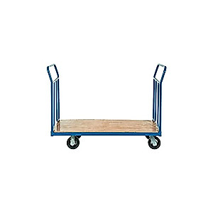 Global Industrial Wood Deck Platform Truck w/Removable Handles, 2400 Lb. Capacity, 6" Mold-On Rubber Wheels