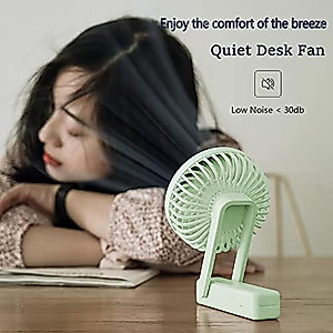 IQeer Battery Operated Portable Fan, Mini Rechargeable Handheld Fan,Small Foldable Fan,Quiet but Powerful Desk Fan Up to 10 hrs Operated Makeup Eyelash Fan for Kids Women Outdoor Travelling(Green)