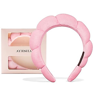 Ayesha Spa Headband for Women Sponge Headband for Washing Face Clouds Soft Hairband Skincare Makeup Headbands for Women Girls Shower Makeup Skincare (Pink)