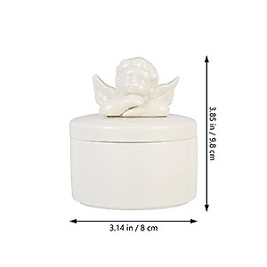 STOBAZA 1pcs Ceramic Cherub Figurine Jewelry Organizer Peal White Jewelry Trinket Box Cherub Jewelry Box for Trinkets, Jewelry, Ring, Earrings, Wedding Candies and Party Favor, (Style B)