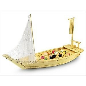 THY COLLECTIBLES Wooden Japanese Sashimi Sushi Boat Plate Serving Tray With Fishing Net (48" (120cm))