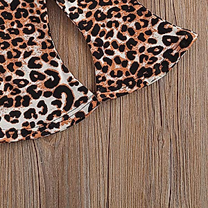 Kid Toddler Baby Girl Spring Summer Sleeveless Backless Romper One Piece Leopard Printed Jumpsuit Bell-Bottomed Flare Pants