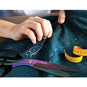 Extra Long Professional Tailor Scissors, Stainless Steel Sewing Shears with Iridescent Blades, 10.25", Titanium Plated Tailoring Scissors for Dressmaking, Leather Cutting, by Better Office Products