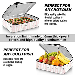 Kcldeci Insulated Thermal Food Carrier Insulated Casserole Carrier for Hot or Cold Food,Cute Cat Sweet Cartoon Insulated Tote Bag for Potluck Cookouts Parties Picnic,Lasagna Lugger
