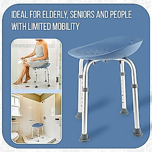 Remedic Bath and Shower Chair, Ergonomic Shaped PUR Foam Seat - Height Adjustable Shower Stool, Tub Chair, & Bathtub Seat Stool with Anti-Slip Rubber Feet, DME Bathtub Stool Seat for Seniors, Elderly