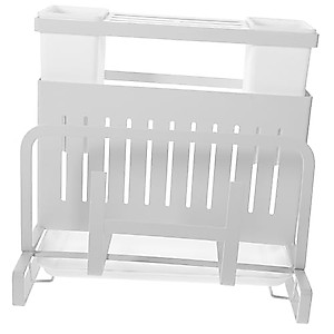 Hoement Knife Holder Dish Drying Racks Kitchen Accessory Display Stand Silverware Draining Chopstick Cage Kitchen Cabinet Organizer Household Rack Desktop Holder Blocks White Carbon Steel