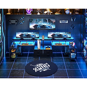 AODK 57 Inch L Shaped Gaming Computer Desk with USB Charging Ports & Power Outlets, Home Office Writing Corner Desk with Drawers and Monitor Stand, Study Table with LED Lighting, Carbon Black