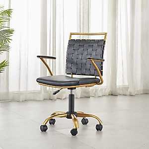 CAROCC Black Gold Office Chair Gold Home Office Desk Chair Black and Gold Desk Chair Office Chair in Black and Gold Modern Home Office Chair Gold with Lumbar Support,3013 (Gold Black)