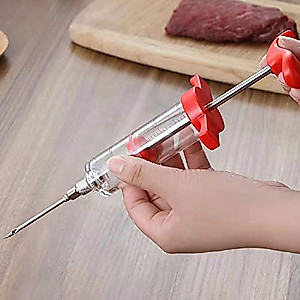 Turkey Injector -3 Needles Porous Meat Injector With 1 oz Large Capacity, Injector Marinades for Meats with Cleaning Brush, Marinade Injector for BBQ Grill with Black Oil Brush Easy to Use and Clean