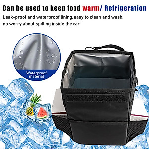 Kewucn Car Trash Can with Lid, Waterproof Mini Auto Garbage Can, Leak-Proof Vehicle Organizer and Storage Pockets, Hanging Collapsible Trash Bin, Universal Accessories for Most Cars (Gray)