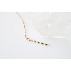 Honeycat Lariat Bar Necklace in 18k Rose Gold Plate | Minimalist, Delicate Jewelry (Rose Gold)