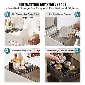 OEODJUJS 6.9" W Skinny Bathroom Storage Cabinet, 4 Tier Toilet Paper Holder Cabinet with Drawers, Narrow Pantry Cabinet for Bedroom/Kitchen Small Space, White