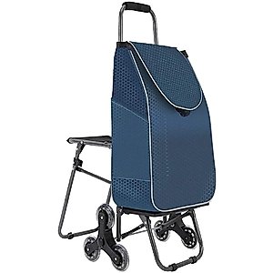Shopping Trolley on Wheels Portable Shopping Cart Convenient Multi-Function Shopping Cart Climbing Stairs Folding Luggage with Chair Portable Side Bag Density Hand Trucks