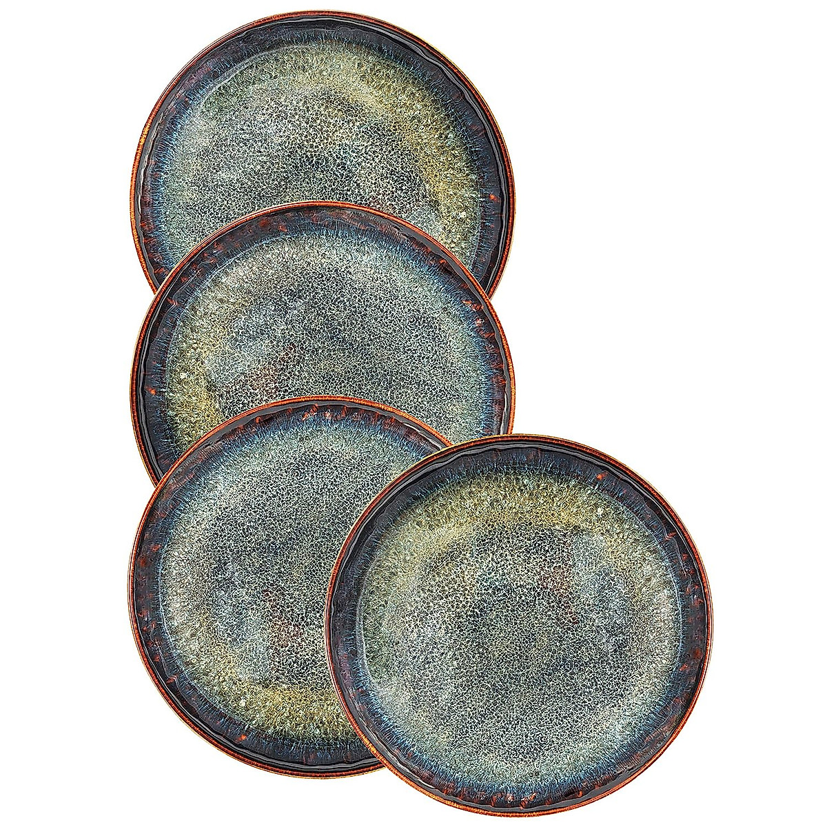 jinsongdafa Ceramic Dinner Plates Dish Set,Set of 4,for Lunch snacks -Microwave Oven & Dishwasher Safe,Scratch Resistant,Dinnerware Kitchen Porcelain Serving Dishes 10 Inch Round